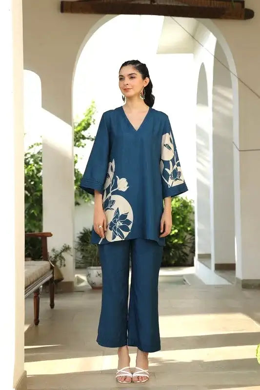 Playful Jade Ensemble Russian Silk Co-ord Set