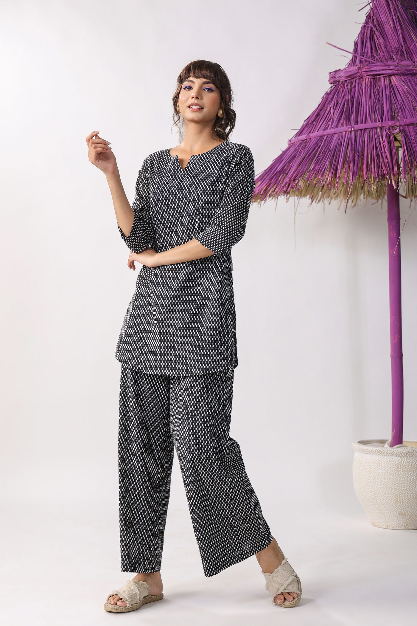 Black Butis on Cotton Pallazo Set – JISORA