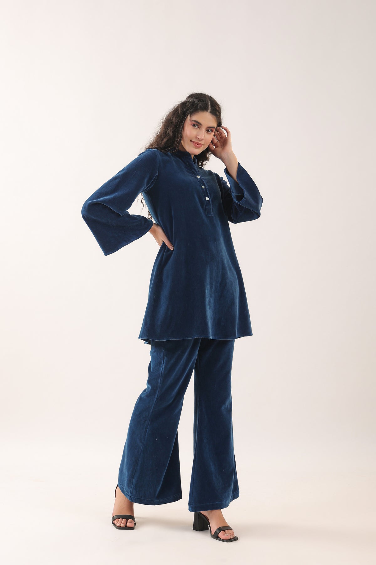 Midnight Blue Velvet Coord Set – JISORA
