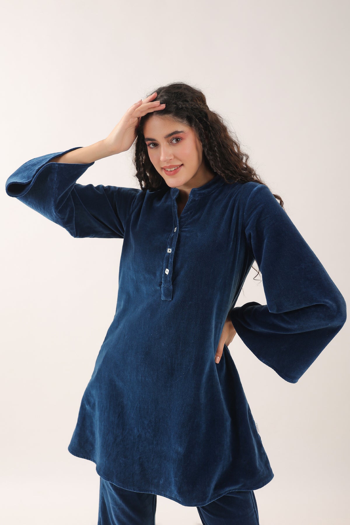 Midnight Blue Velvet Coord Set – JISORA