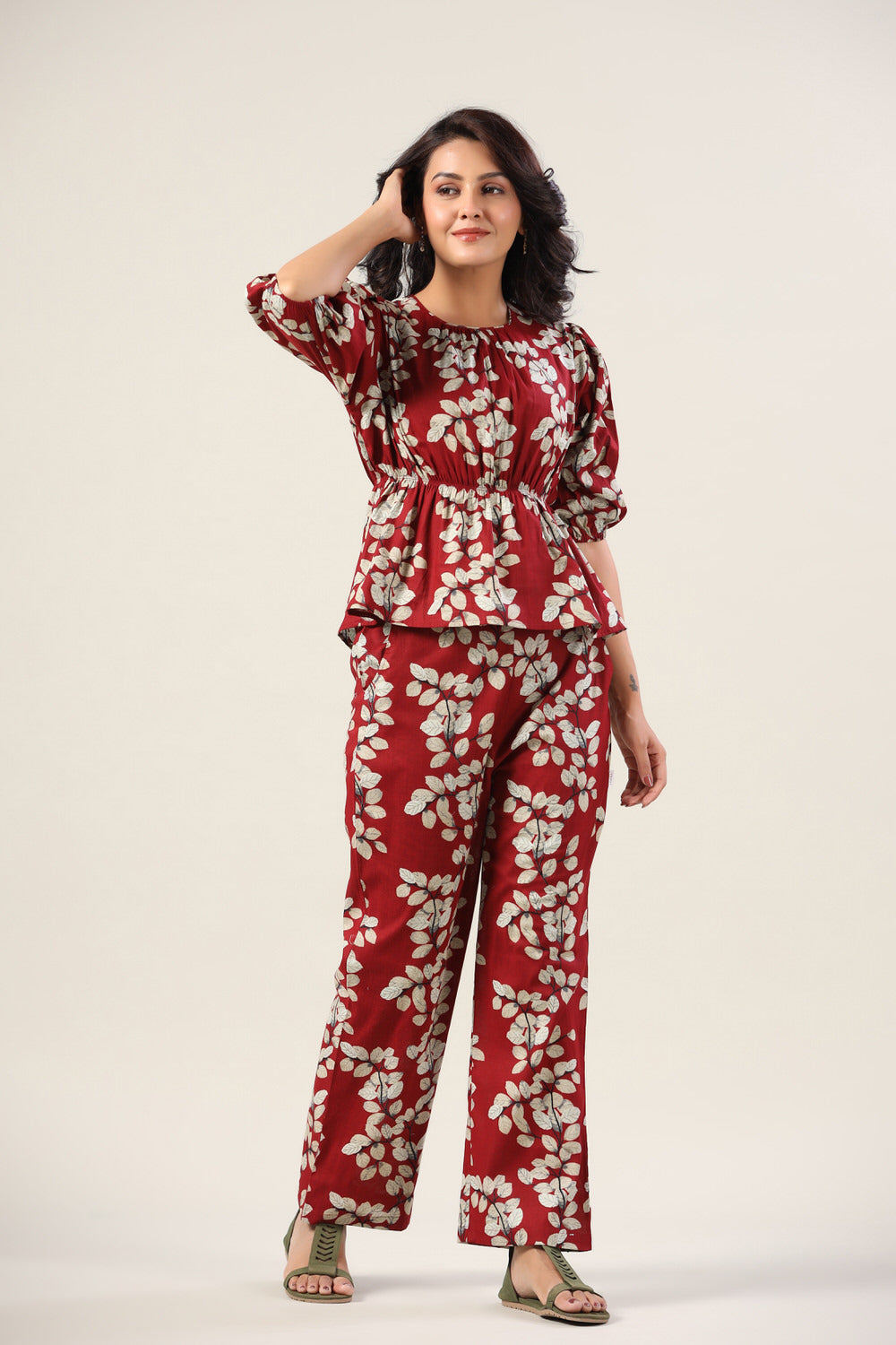 Autumn Leaves on Red Co-ord Set – JISORA